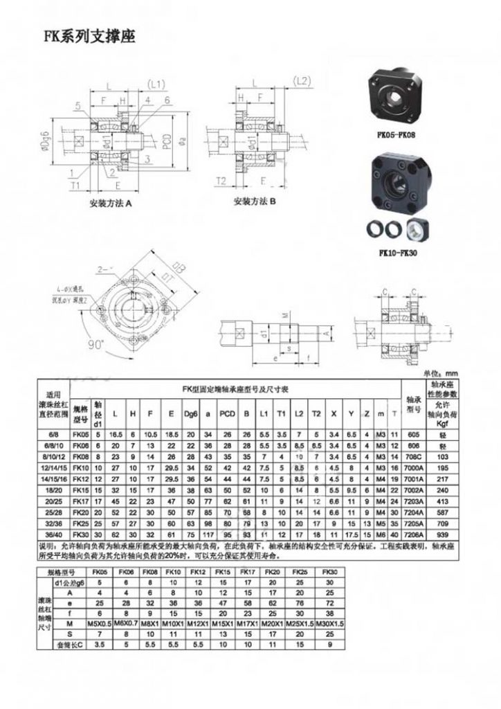 fk12 ball screw support FK10 FK12 FK15 FK20 FK25 FK30 linear motion ...