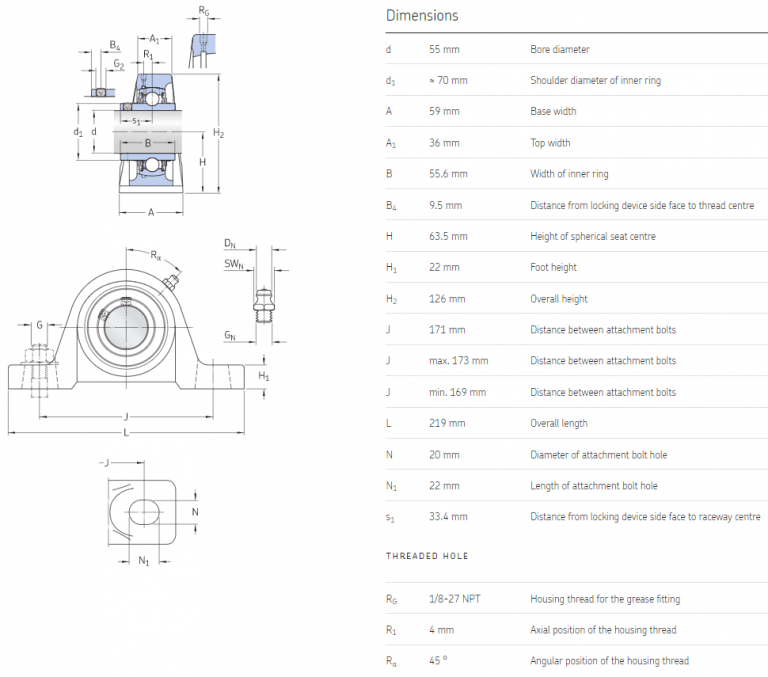 UCP211 Ball bearing units 55 mm Pillow Block Bearing Unit
